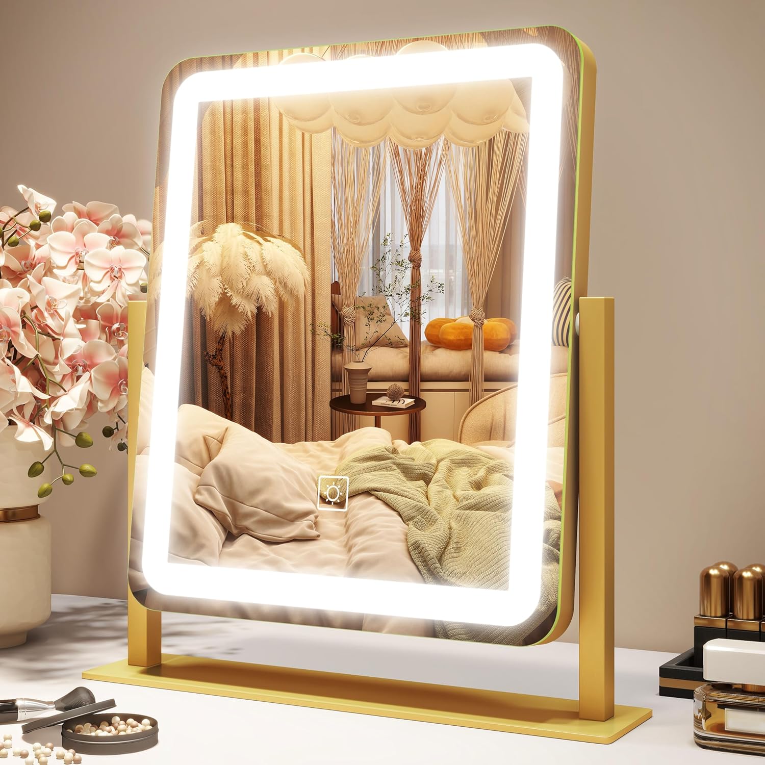 lighted makeup mirror large