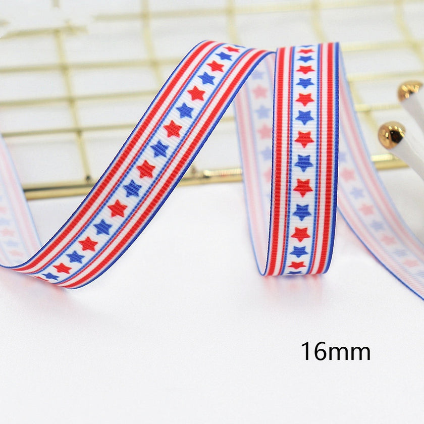 Stars And Stripes Ribbon Dovetail Bowknot Hair Ring Double Stitching D ...