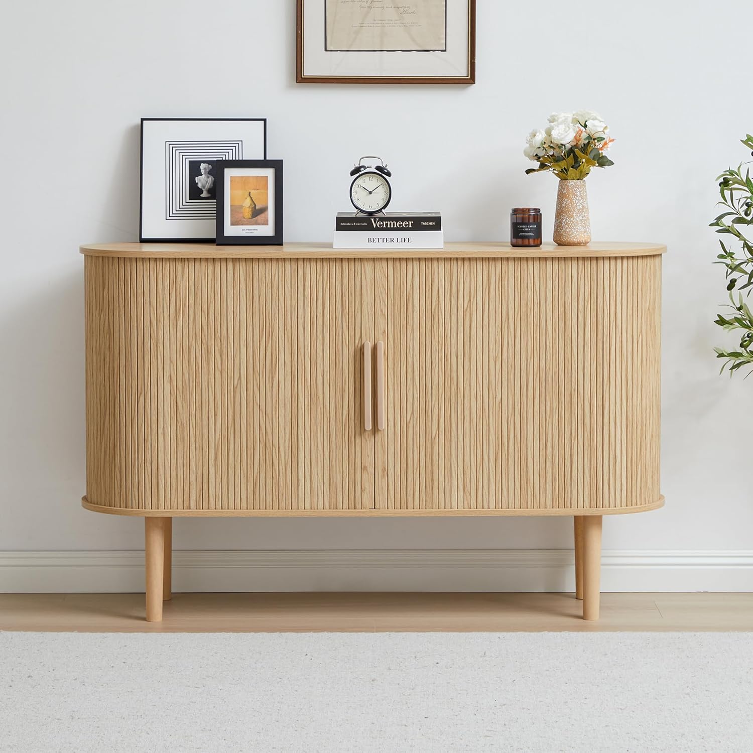 کابینت بافر بورد 53 اینچی با درهای کشویی شیار دار، کابینت ذخیره‌سازی م ...