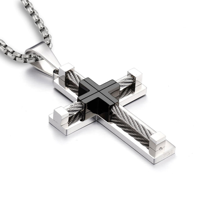 YL Men's Cross Necklace 316L Stainless Steel Large Jesus Christ Pendan ...