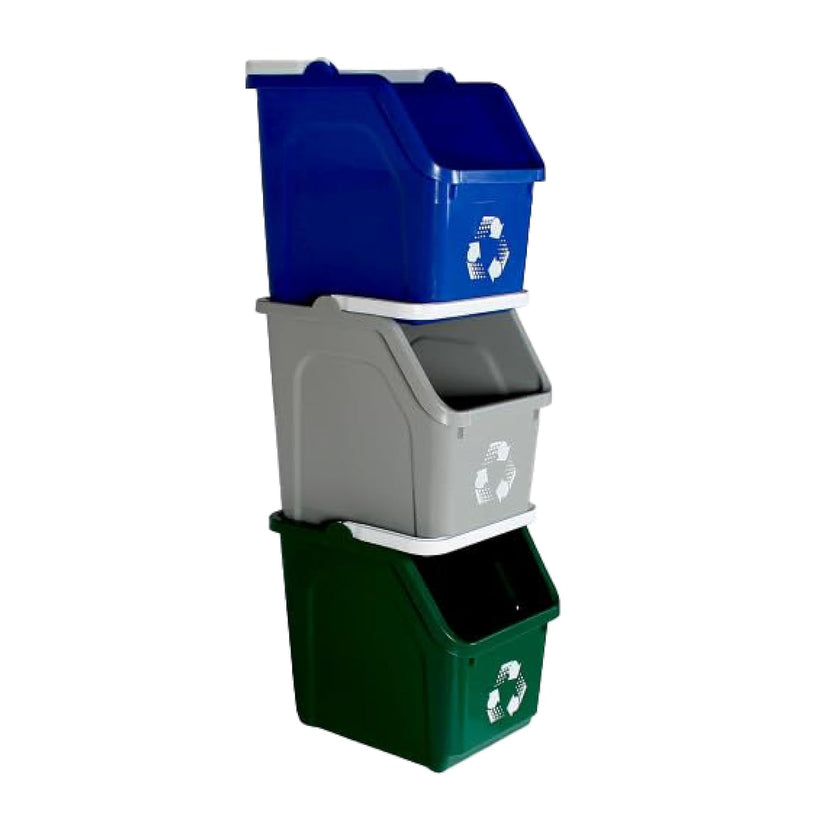 Multi Bin Recycling System with Three Stackable 6 Gallon Recycle Bins ...