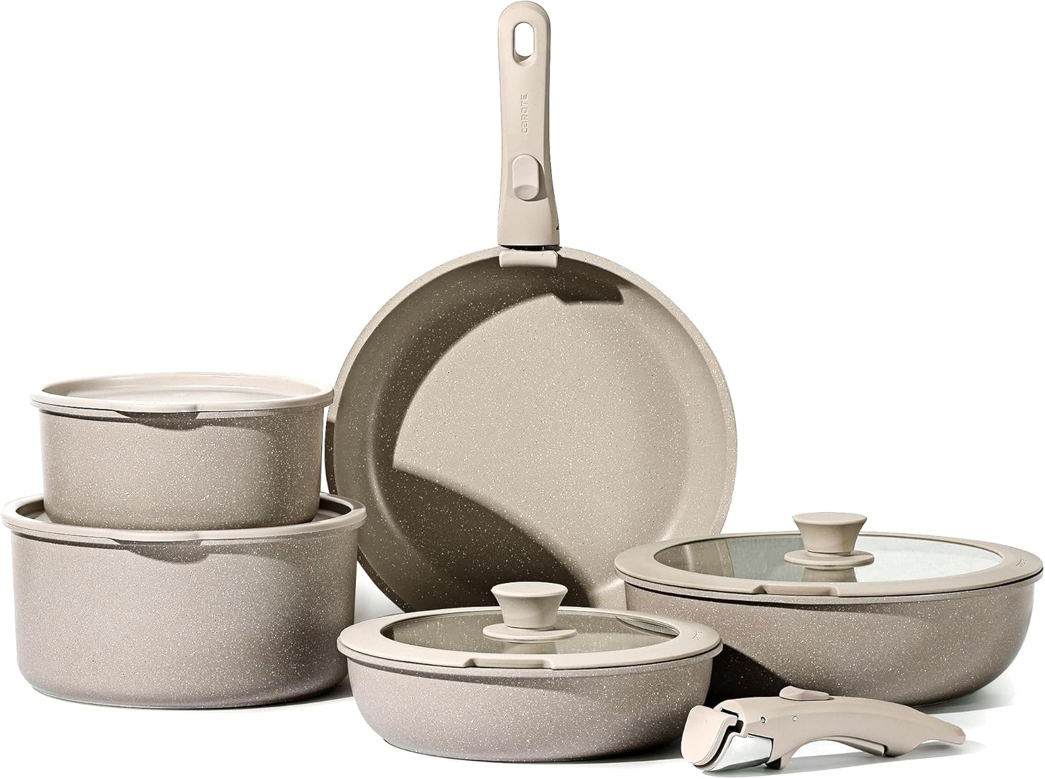 CAROTE Pots and Pans Set, Nonstick Cookware Set Detachable Handle, 11p ...