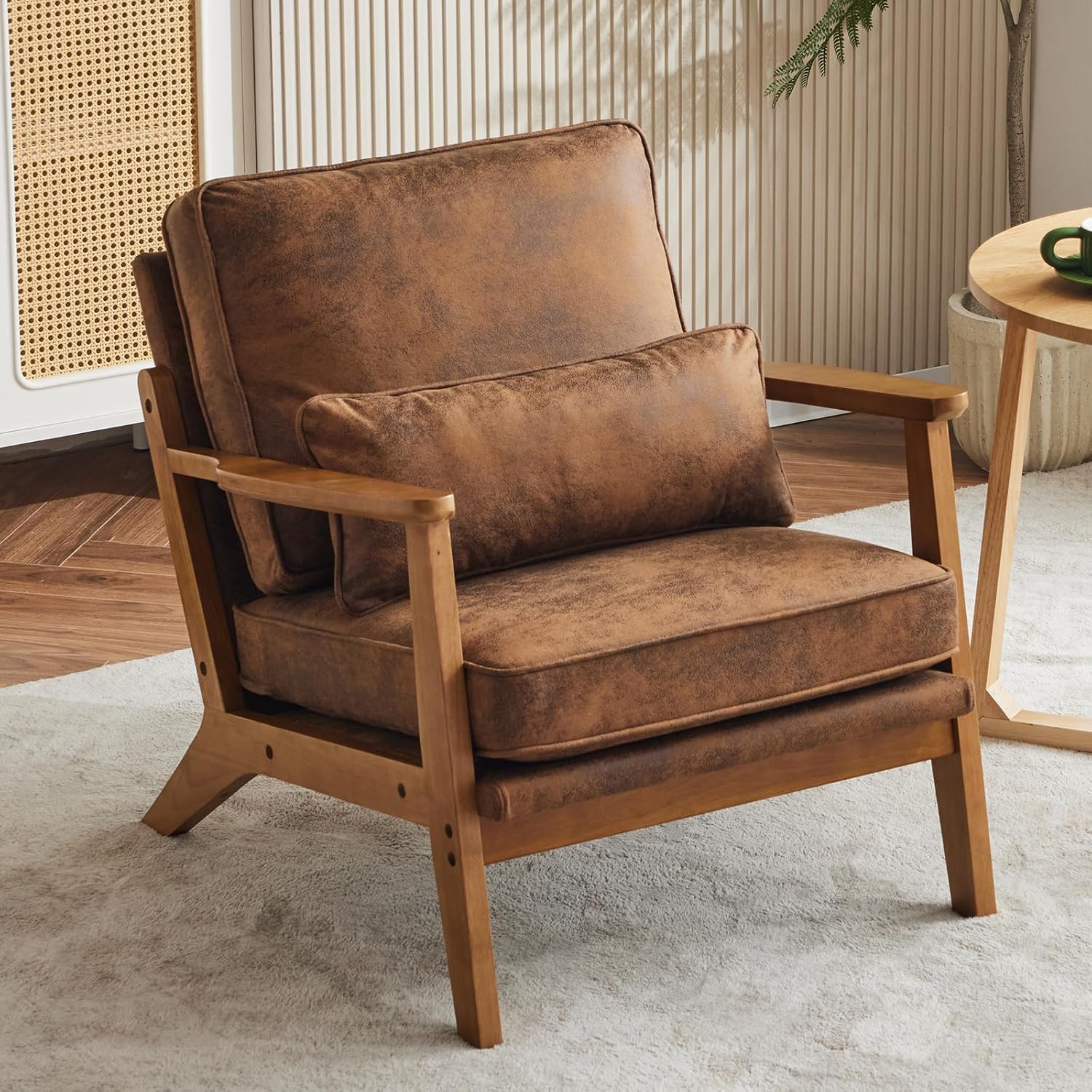 Karl home Accent Chair Wide Armrest Mid-Century Lounge Chair Bronzing ...