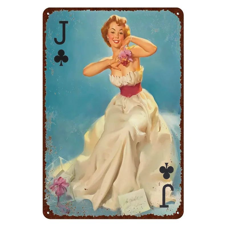 Retro Pokers Metal Tin Signs Pinup Girls Vintage Posters for Garage Ga ...
