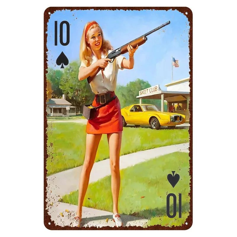 Retro Pokers Metal Tin Signs Pinup Girls Vintage Posters for Garage Ga ...
