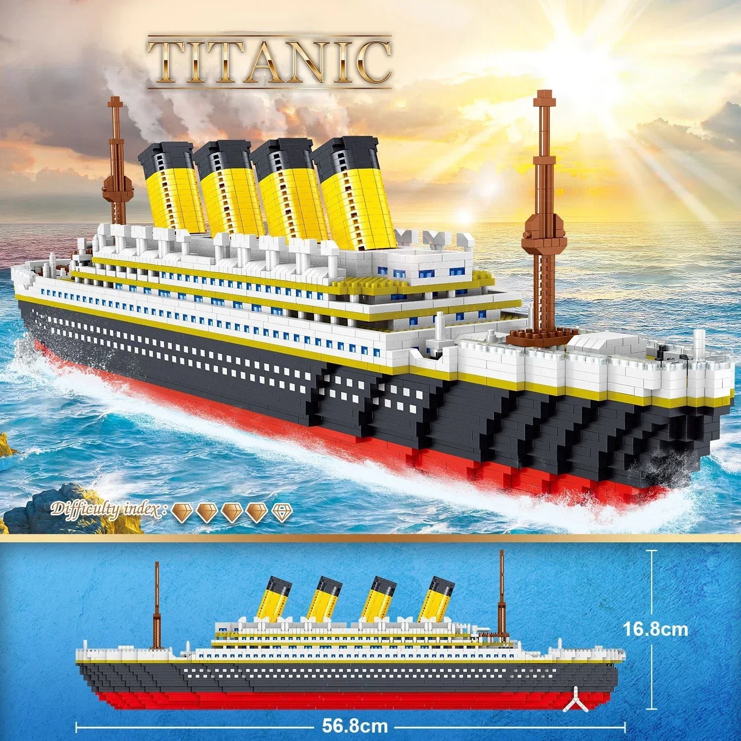 4000+Pcs Titanic Model Cruise Ship Building Blocks MOC Boat Bricks Col ...