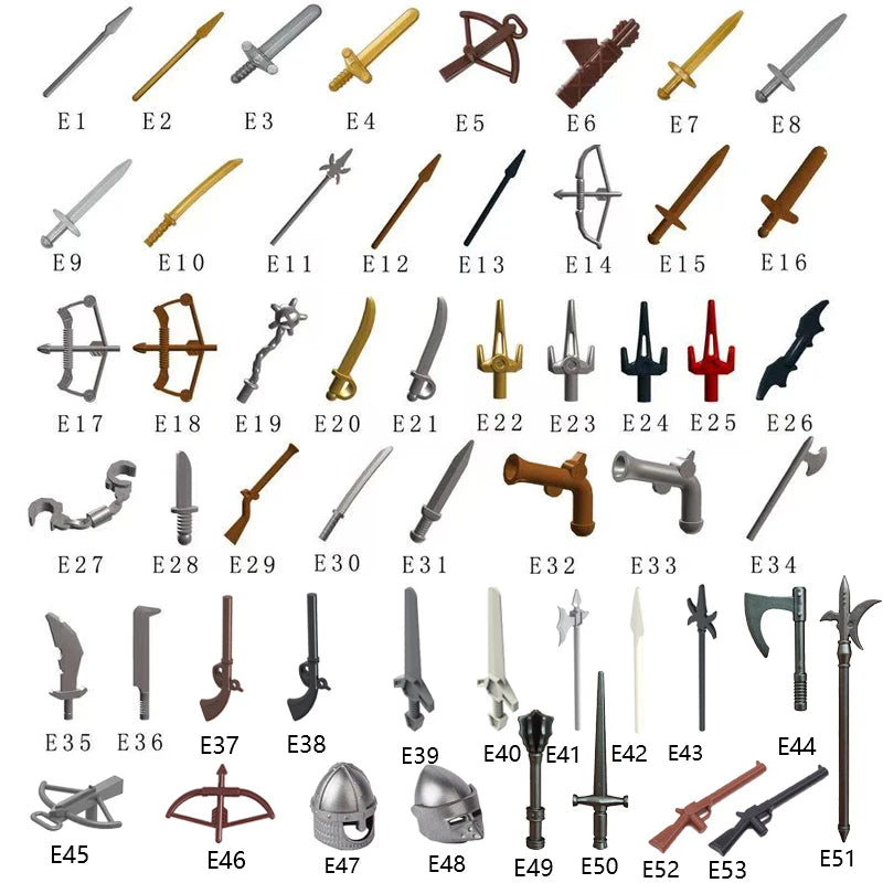 MOC Medieval Military Weapons Building Blocks Parts Castle Knights Sol ...
