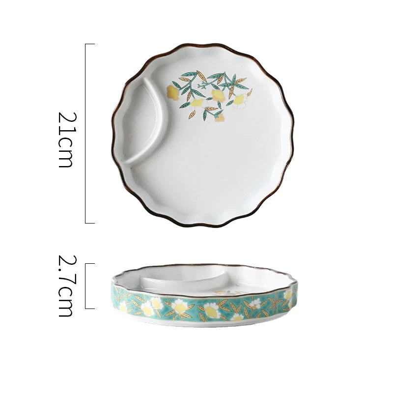 SAMURAI Authentic Japanese Dumpling Plate Hand Painted Sushi Tray Flor ...