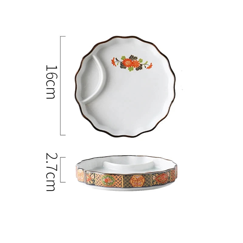 SAMURAI Authentic Japanese Dumpling Plate Hand Painted Sushi Tray Flor ...