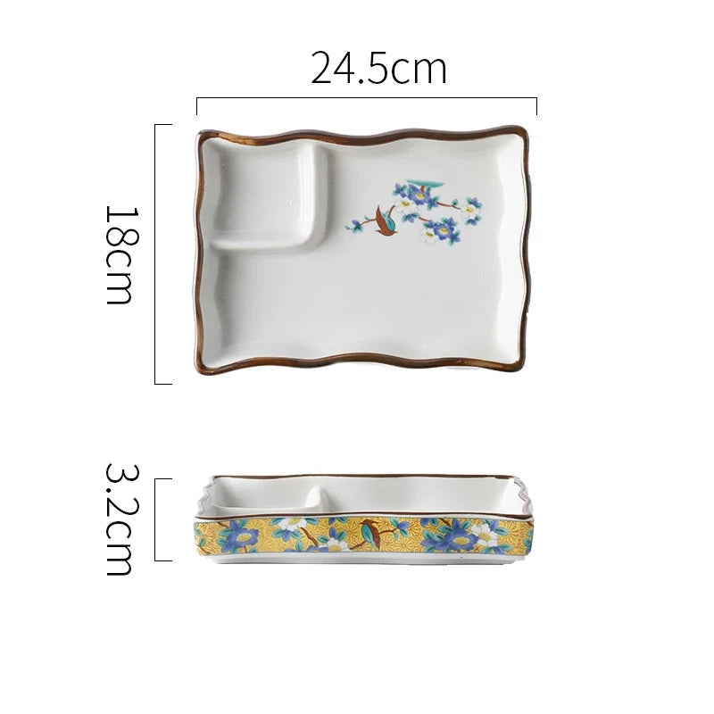SAMURAI Authentic Japanese Dumpling Plate Hand Painted Sushi Tray Flor ...