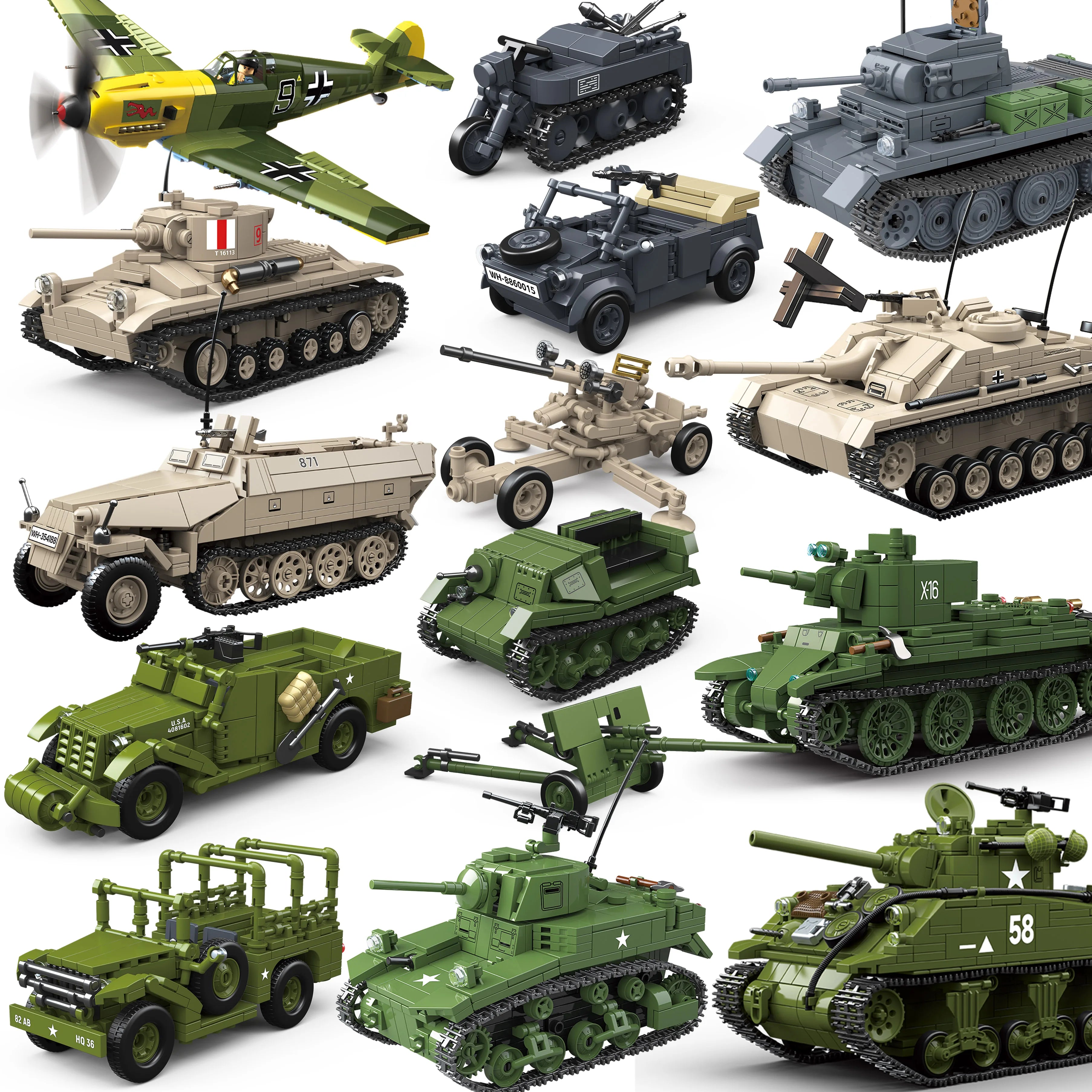 Military Tanks Stuart SdKfz251 PanzerVI Sherman US Army Quan Guan WW2 ...